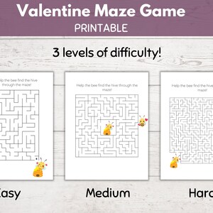 Valentine Maze Puzzle Printable, Printable Valentines Games, Kids ...