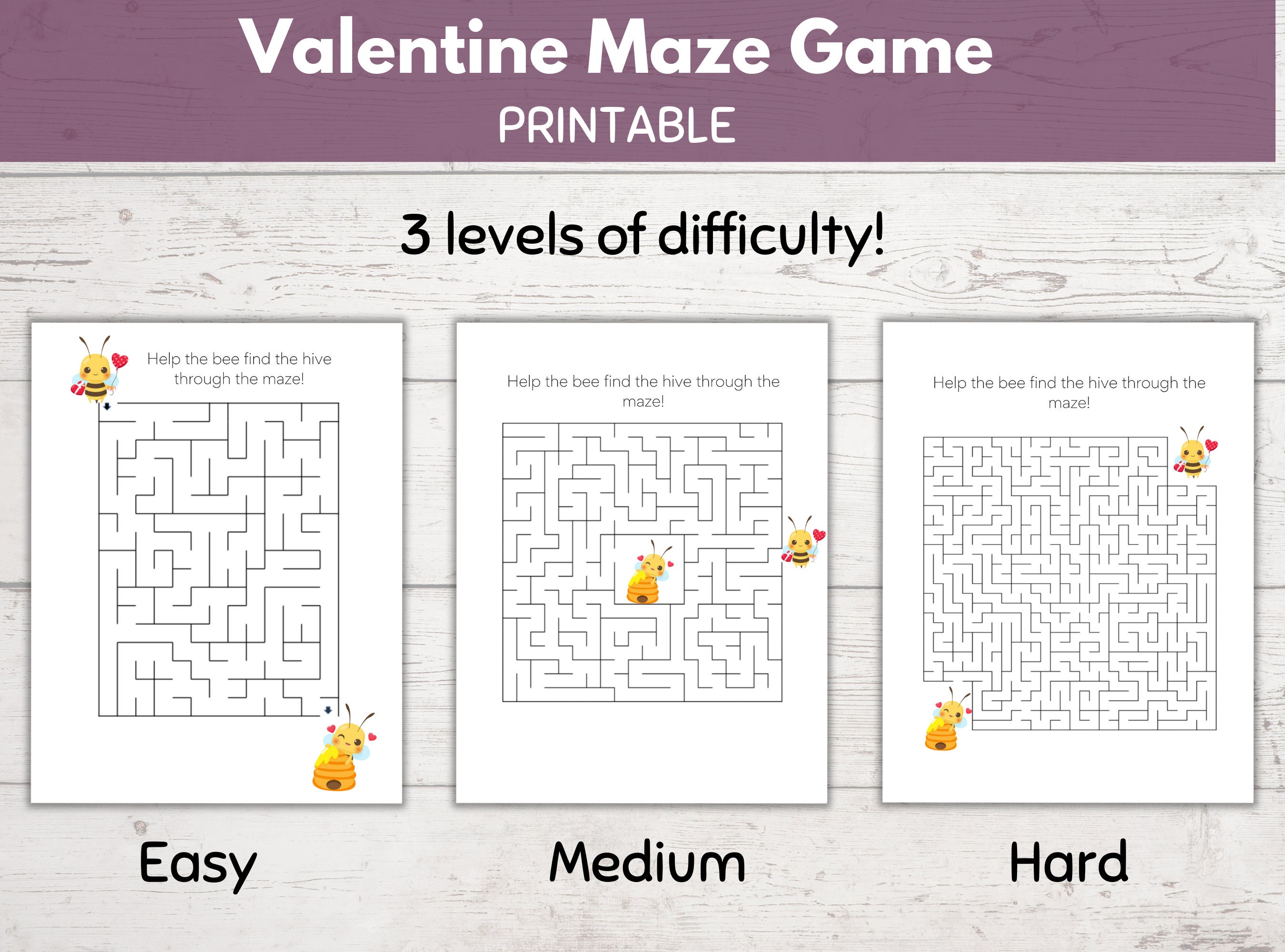Valentine Maze Puzzle Printable, Printable Valentines Games, Kids ...