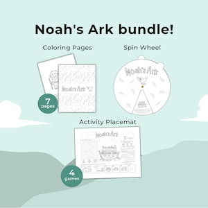 Kids Bible Verses Activity Pages, Noah's Ark Bible Story Bundle ...