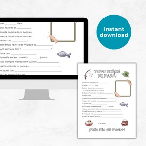 All About My Dad Printable in Spanish, Todo Sobre Mi Papa, Feliz Dia ...