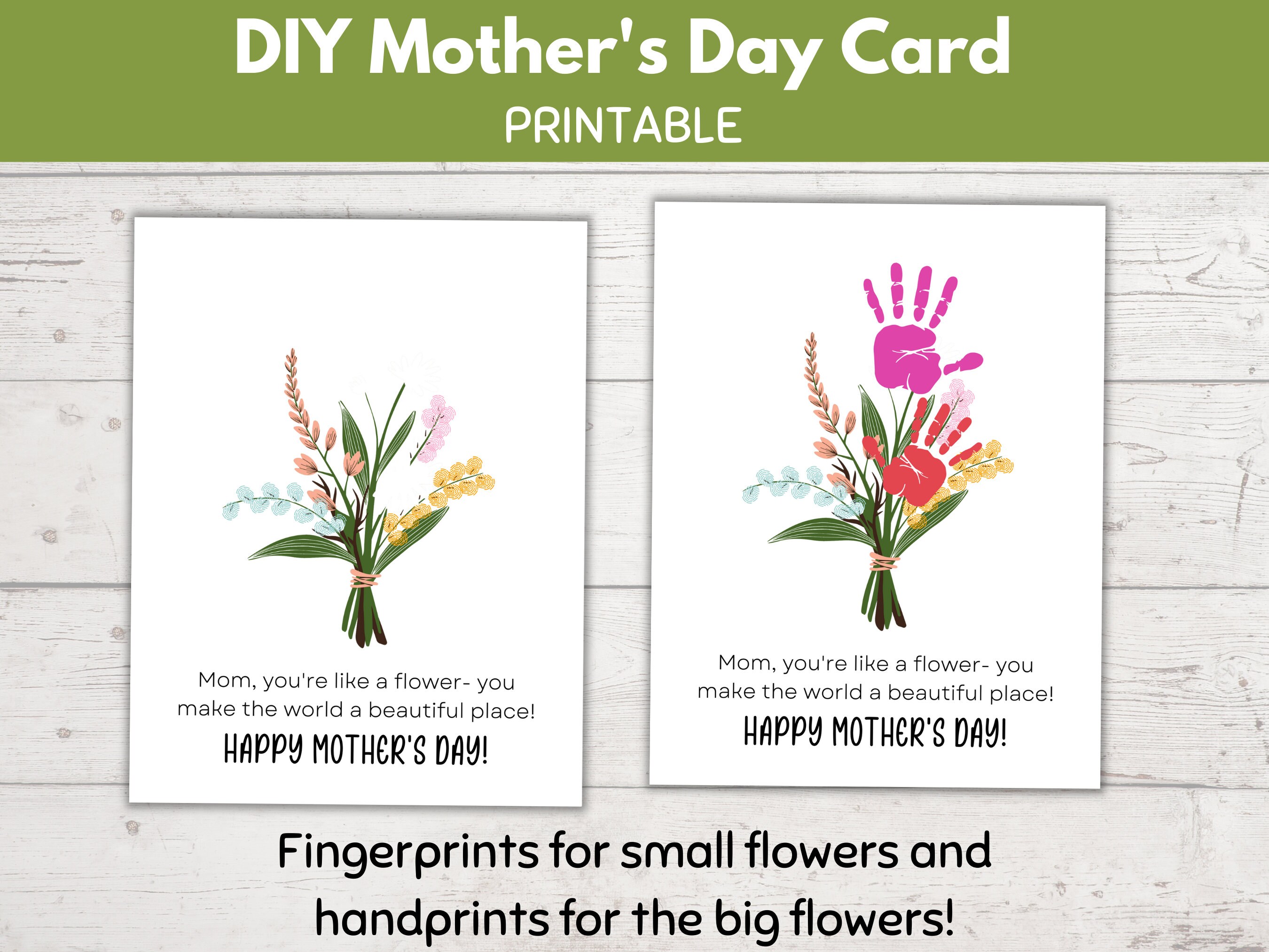Mother's Day Handprint Flowers Gift Printable, Kids Handprint Art ...