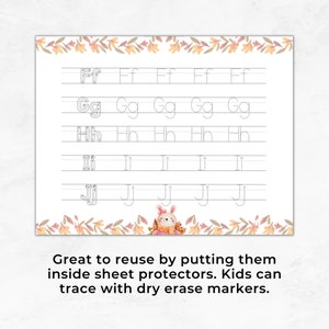 Fall Tracing Alphabet Practice Sheets, Autumn Themed Preschool ...
