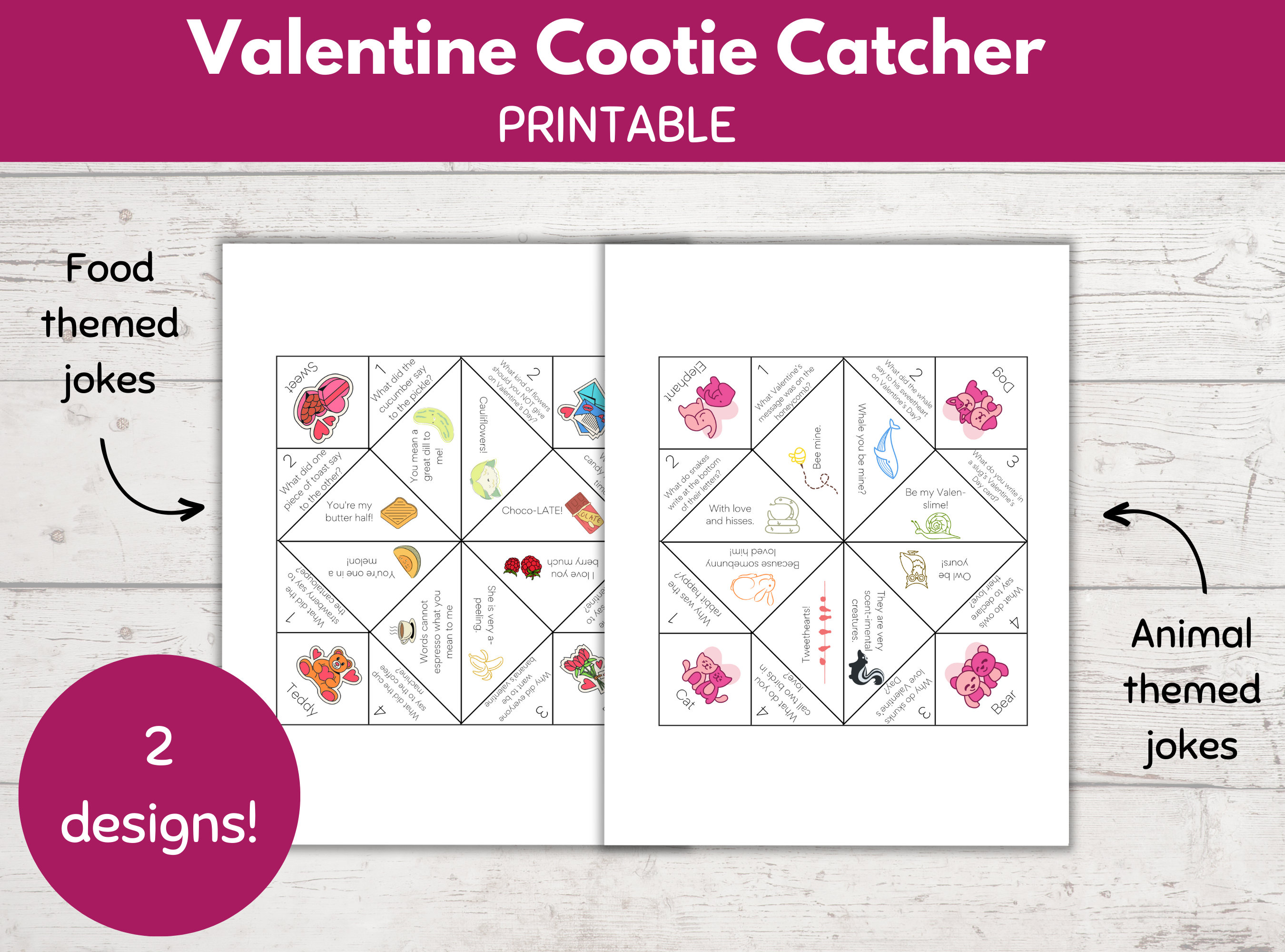 Valentine Cootie Catcher With Jokes Printable, DIY Valentine Joke ...