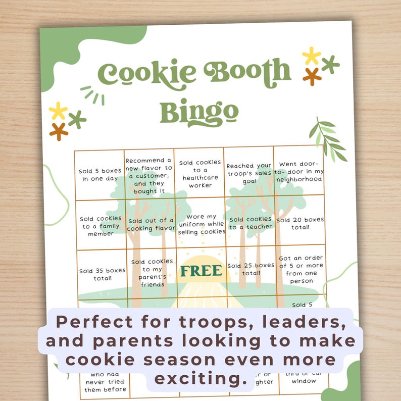 Cookie Booth Bingo Printable, Fun Game for Scouts, Bing Card Cookie ...