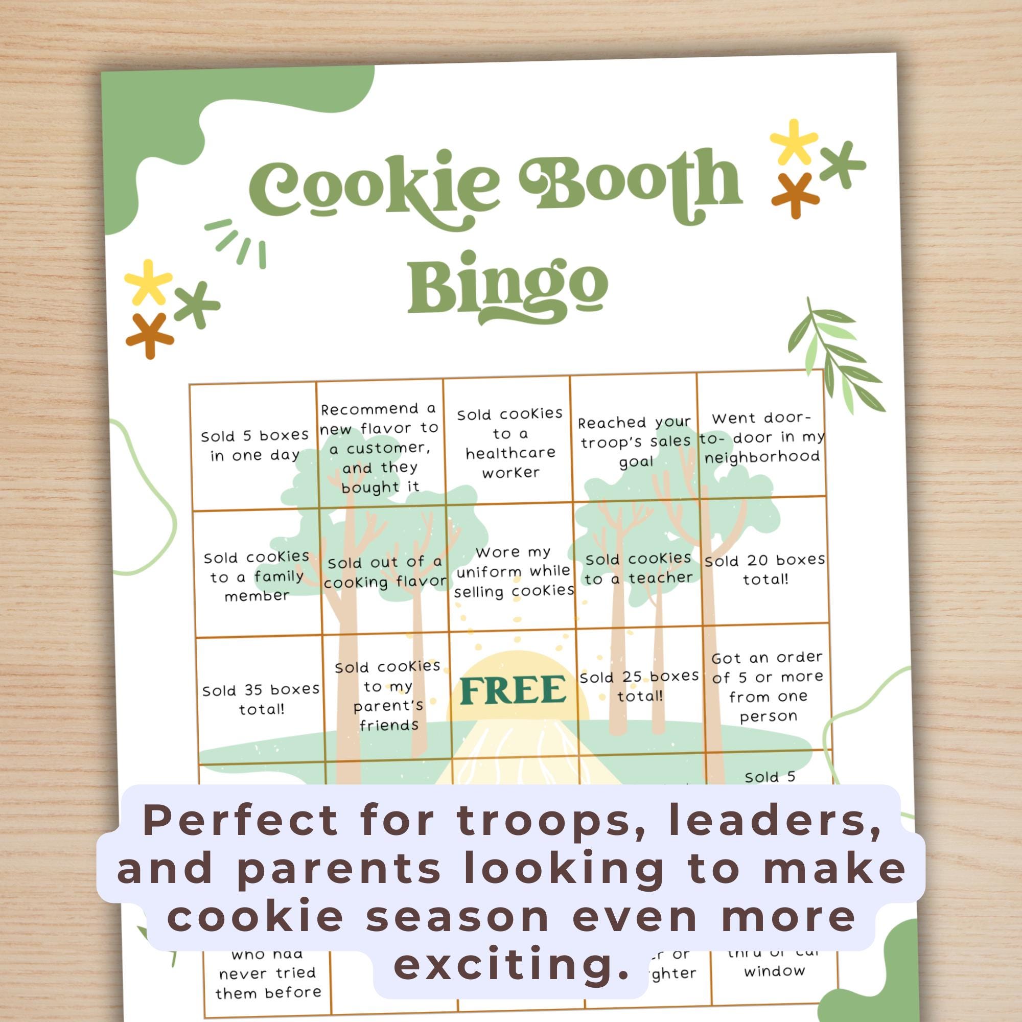 Cookie Booth Bingo Printable, Fun Game for Scouts, Bing Card Cookie ...