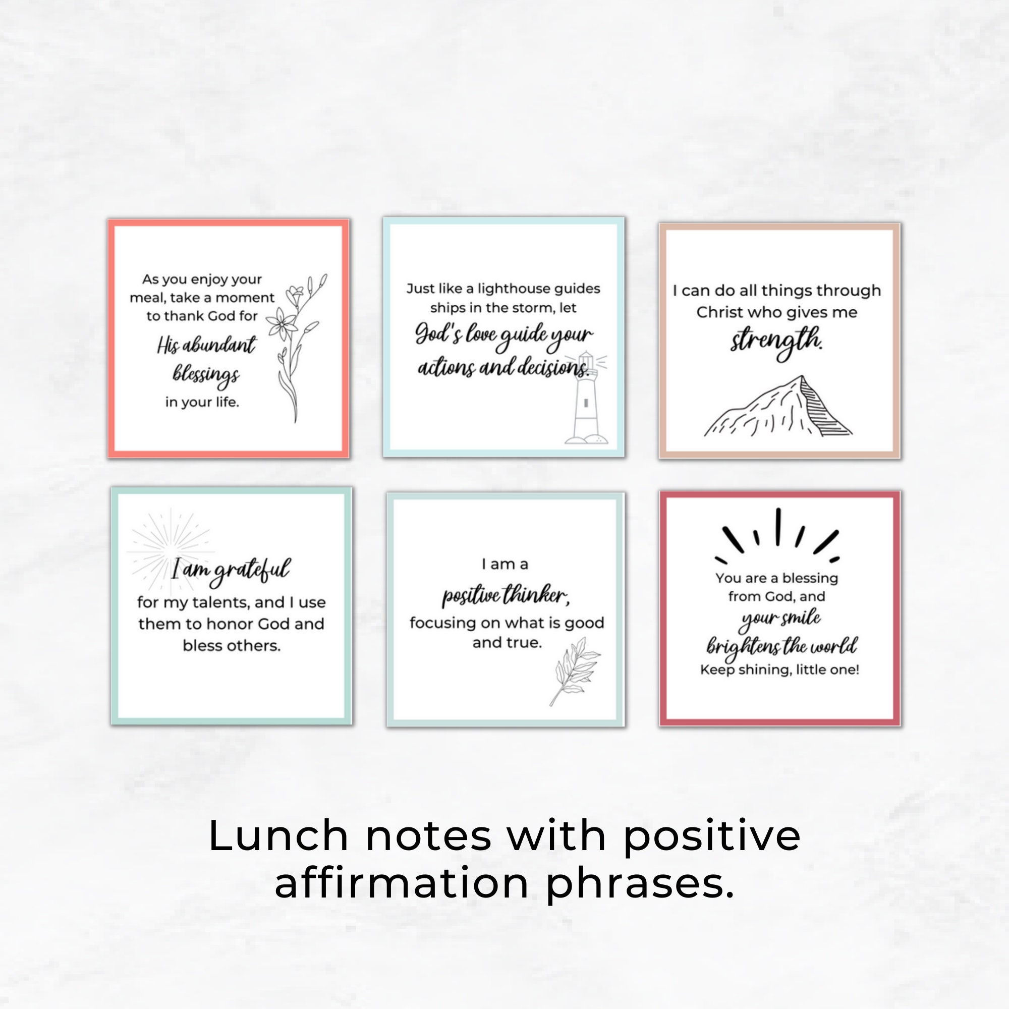 Lunch Box Notes Christian Printable, Encouragement Cards for Kids ...