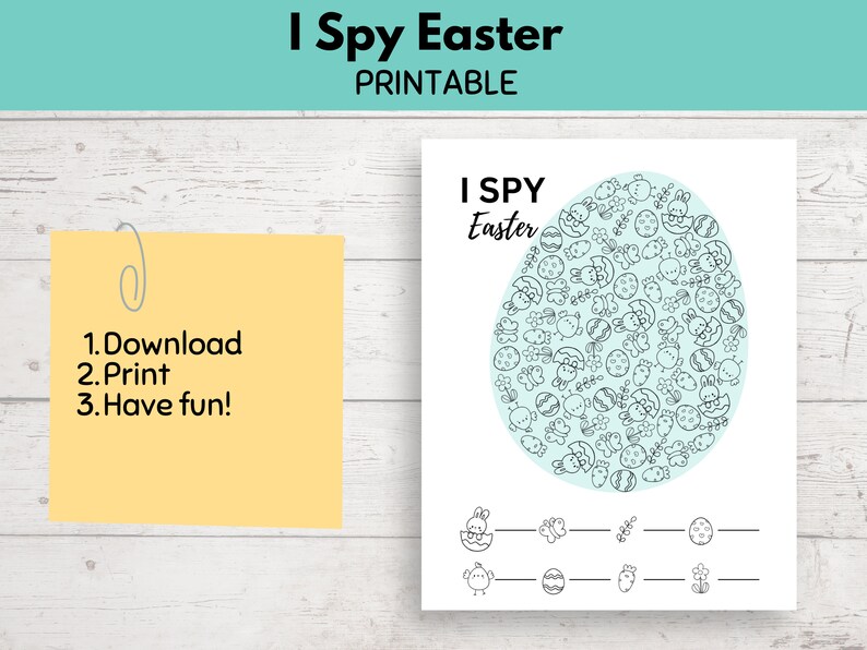 I Spy Easter Game Printable, Kids Easter Party Game, Easter Activity ...