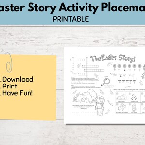 Easter Story Activity Placemat Printable, Brunch Placemat Coloring ...
