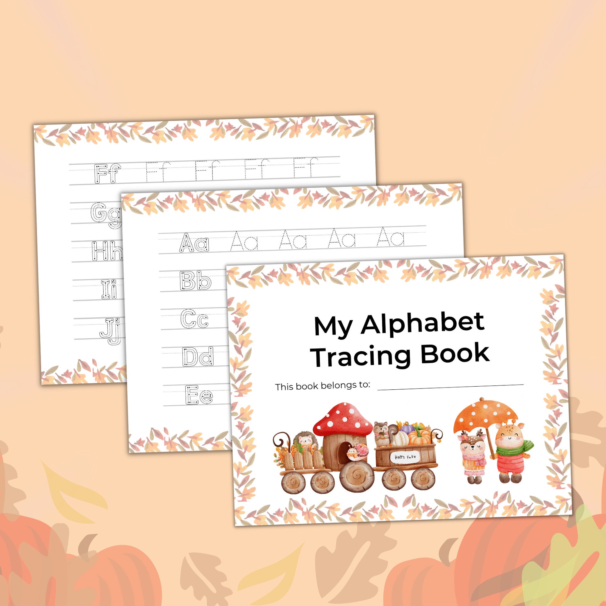 Fall Tracing Alphabet Practice Sheets, Autumn Themed Preschool ...