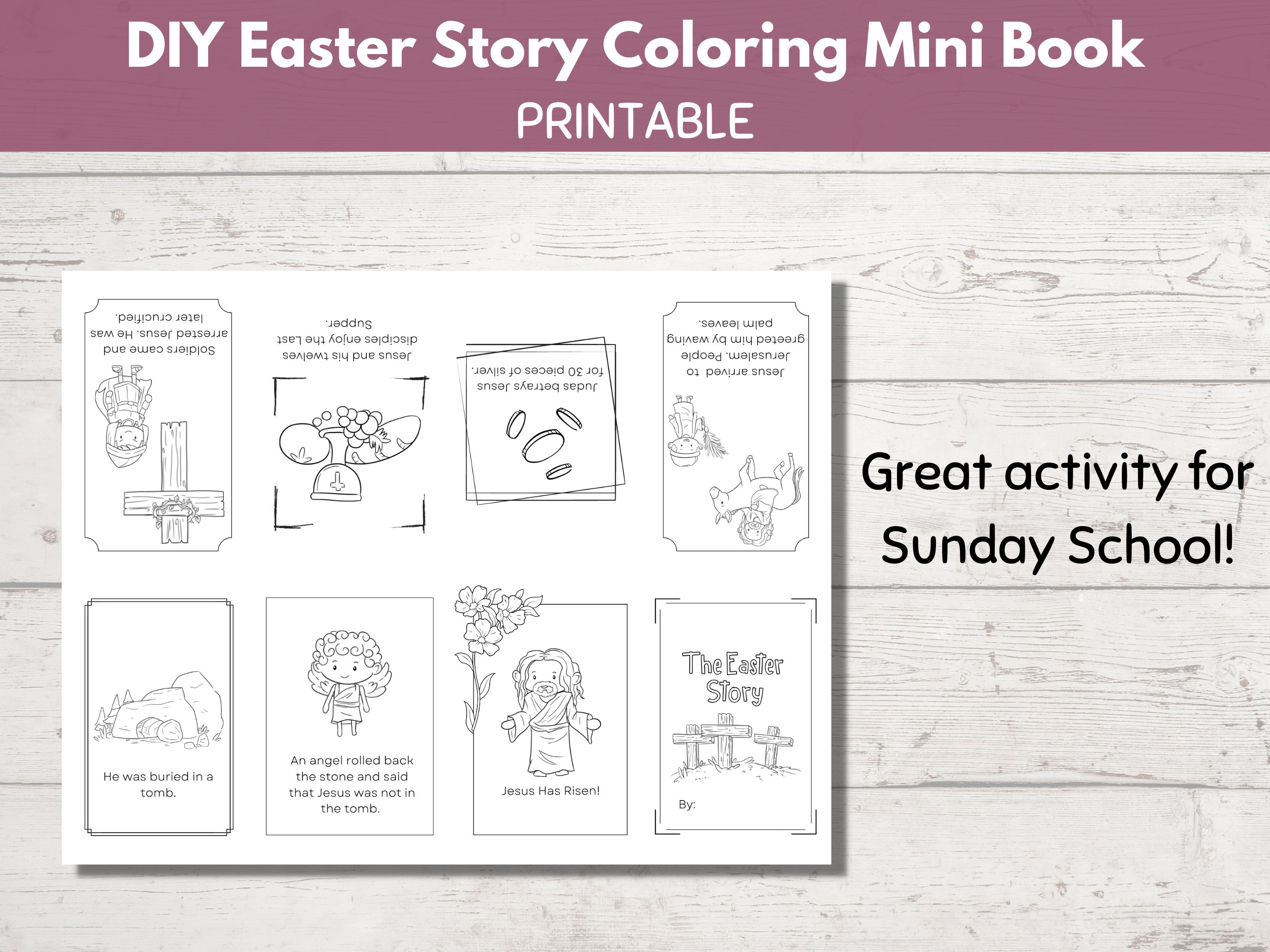 Easter Story Coloring Pages Mini Book, Religious Easter Story for Kids ...