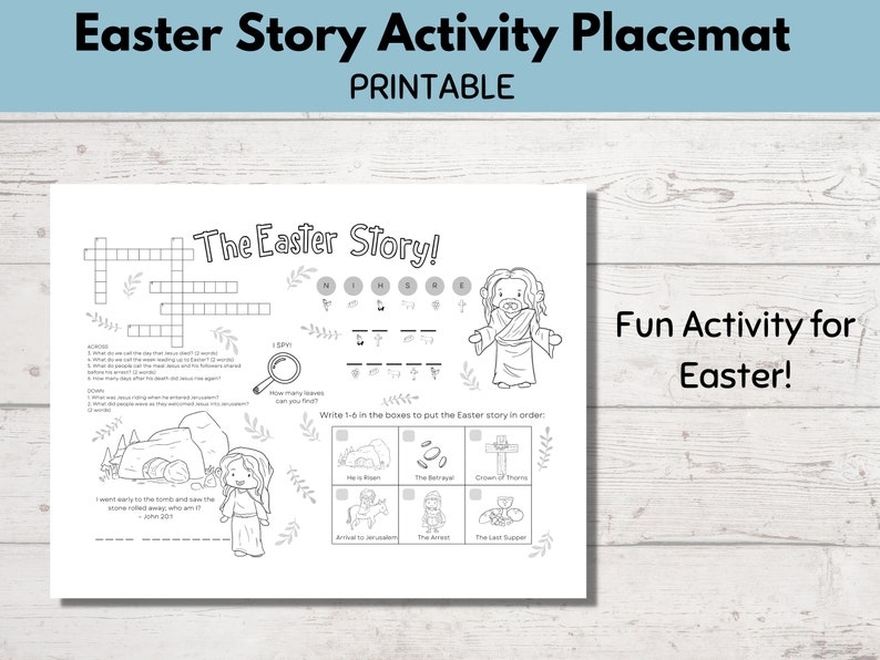 Easter Story Activity Placemat Printable, Brunch Placemat Coloring ...