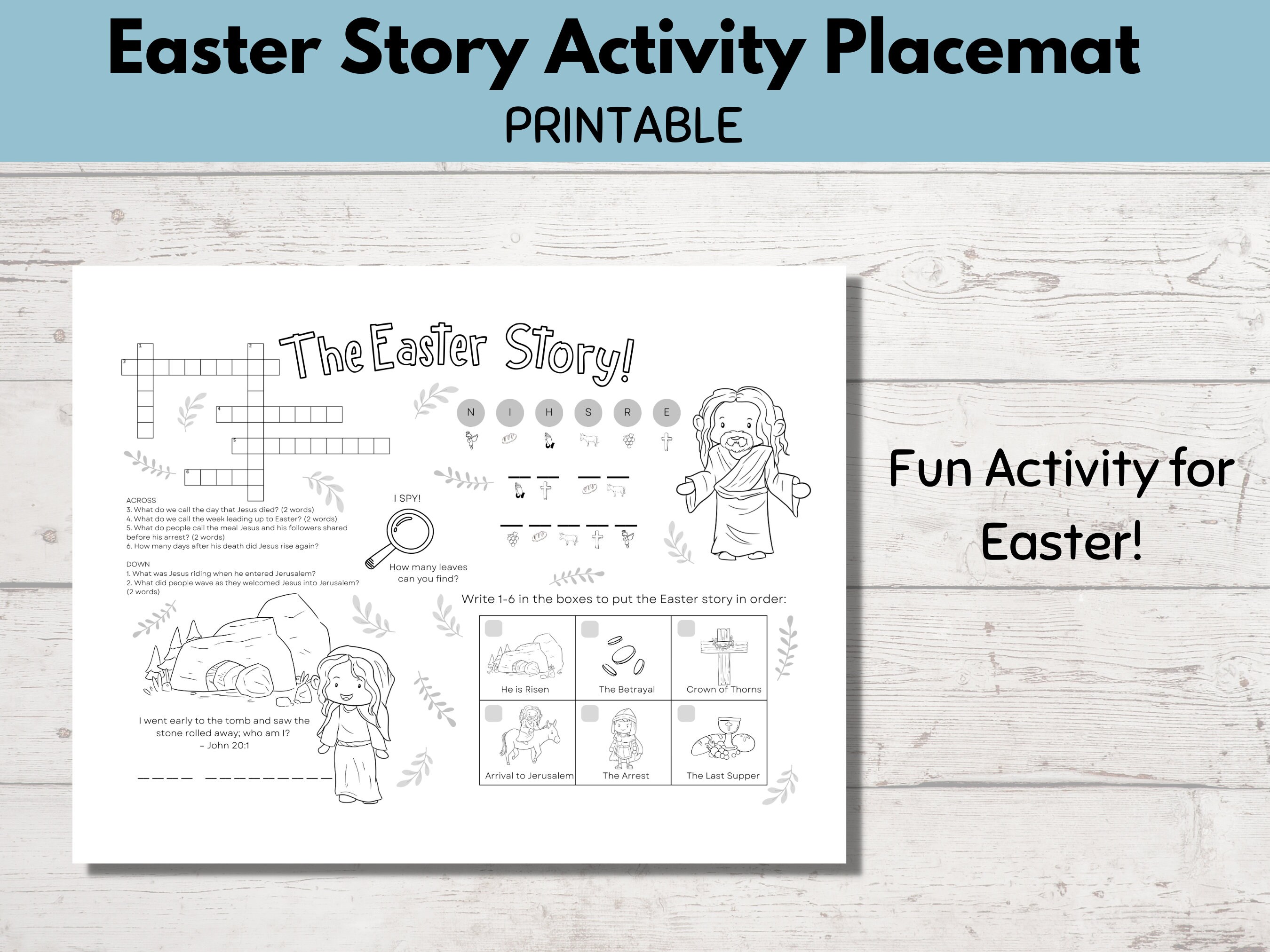 Easter Story Activity Placemat Printable, Brunch Placemat Coloring ...