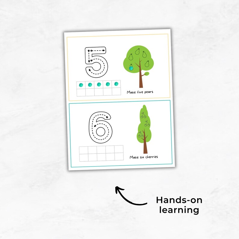 Number Playdough Mats, Toddler Play Doh Flashcards, Counting Paper ...