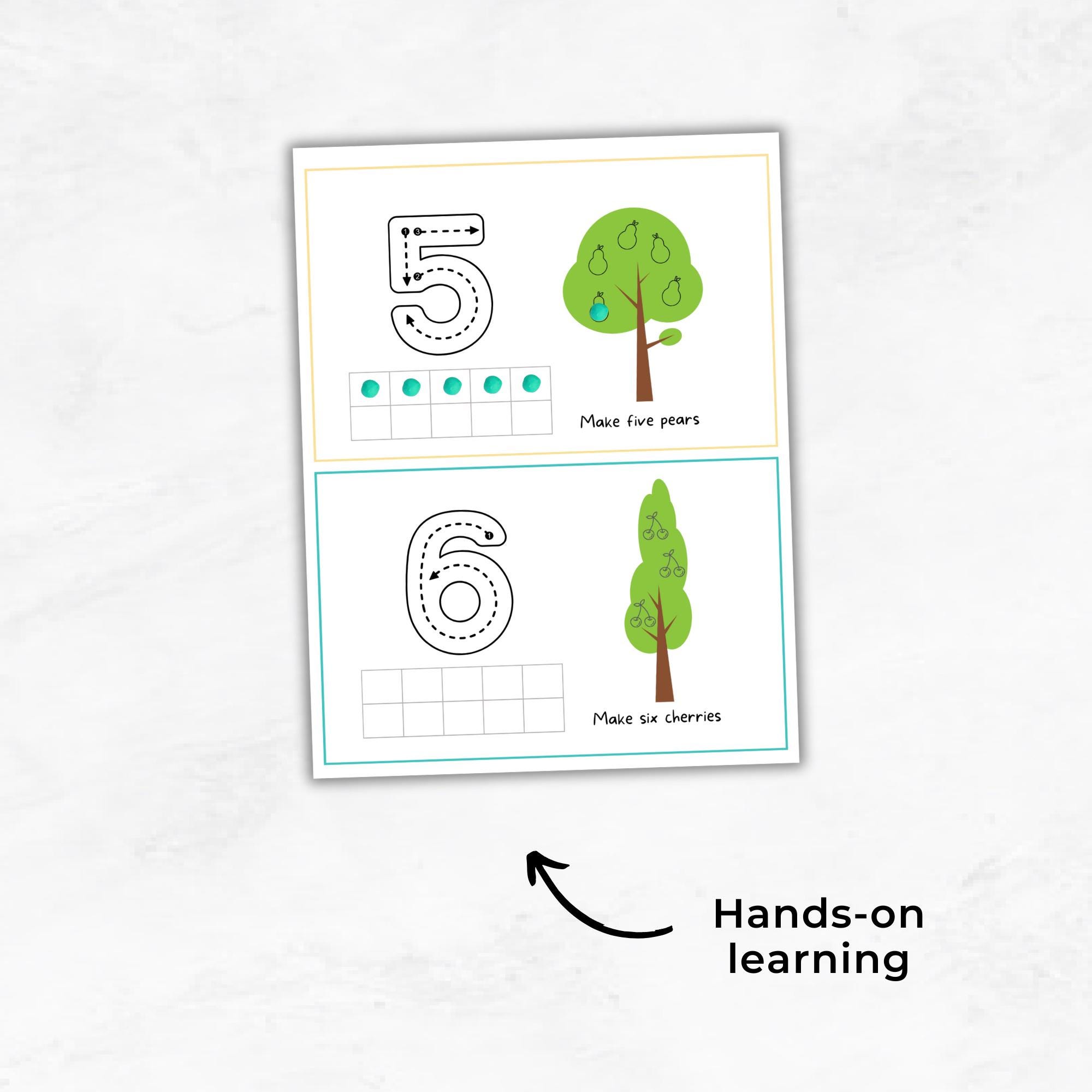 Number Playdough Mats, Toddler Play Doh Flashcards, Counting Paper ...