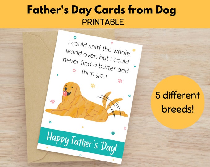 Dog Dad Card, Happy Fathers Day Card From the Dog, Funny Gift From Dog ...