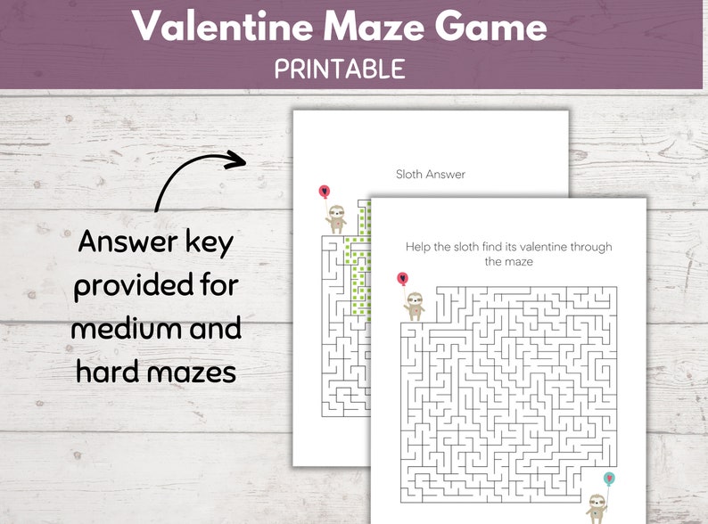 Valentine Maze Puzzle Printable, Printable Valentines Games, Kids ...