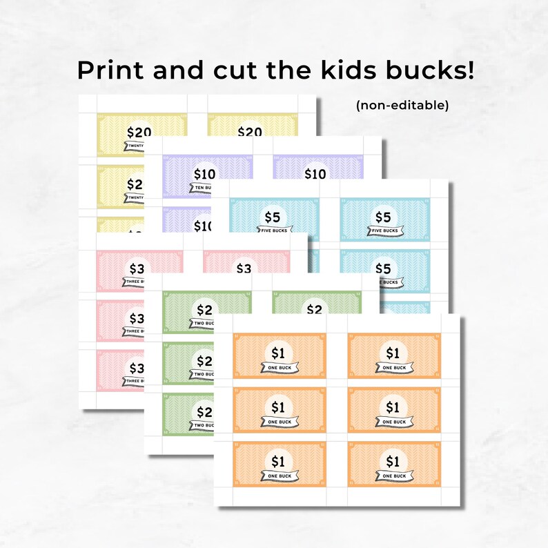 Chore Chart for Kids Earn Money, Editable Chore Planner List, Pretend ...