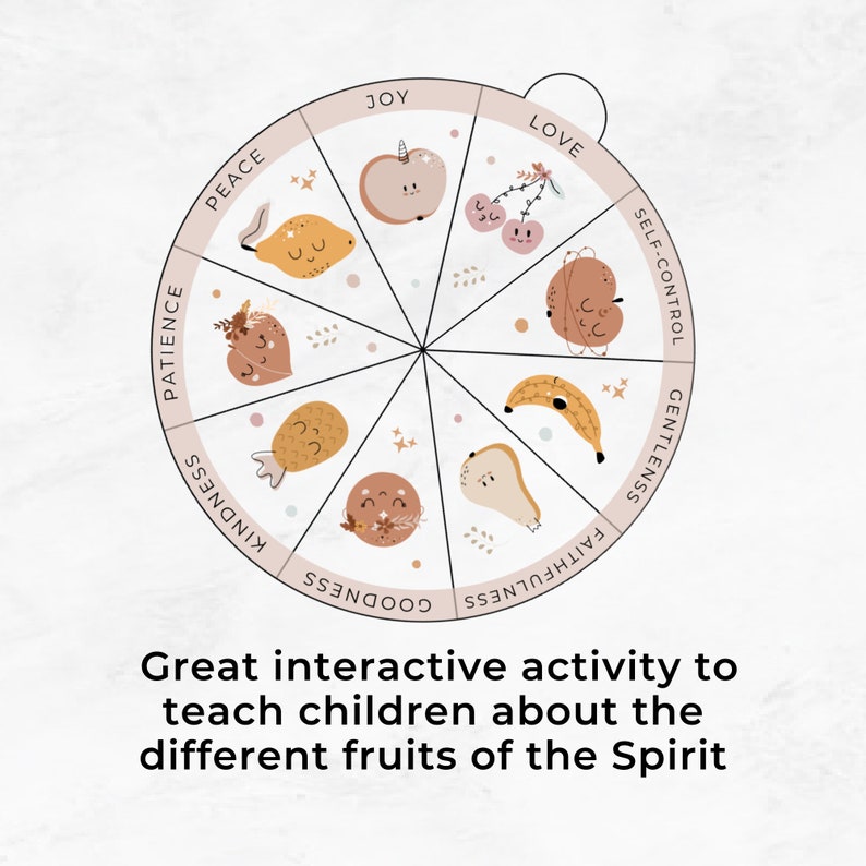 Fruit of the Spirit Printable for Kids, Spin Wheel Coloring Page Craft ...