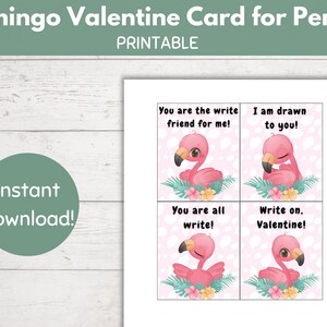 Flamingo Valentine Cards Printable for Pencils, DIY Valentine Cards for ...