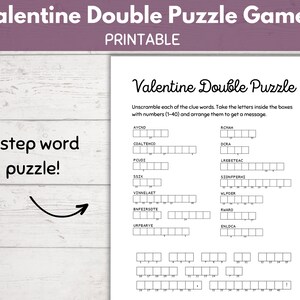 Valentine Double Puzzle Printable, Valentine's Day Riddle Games, Kids ...