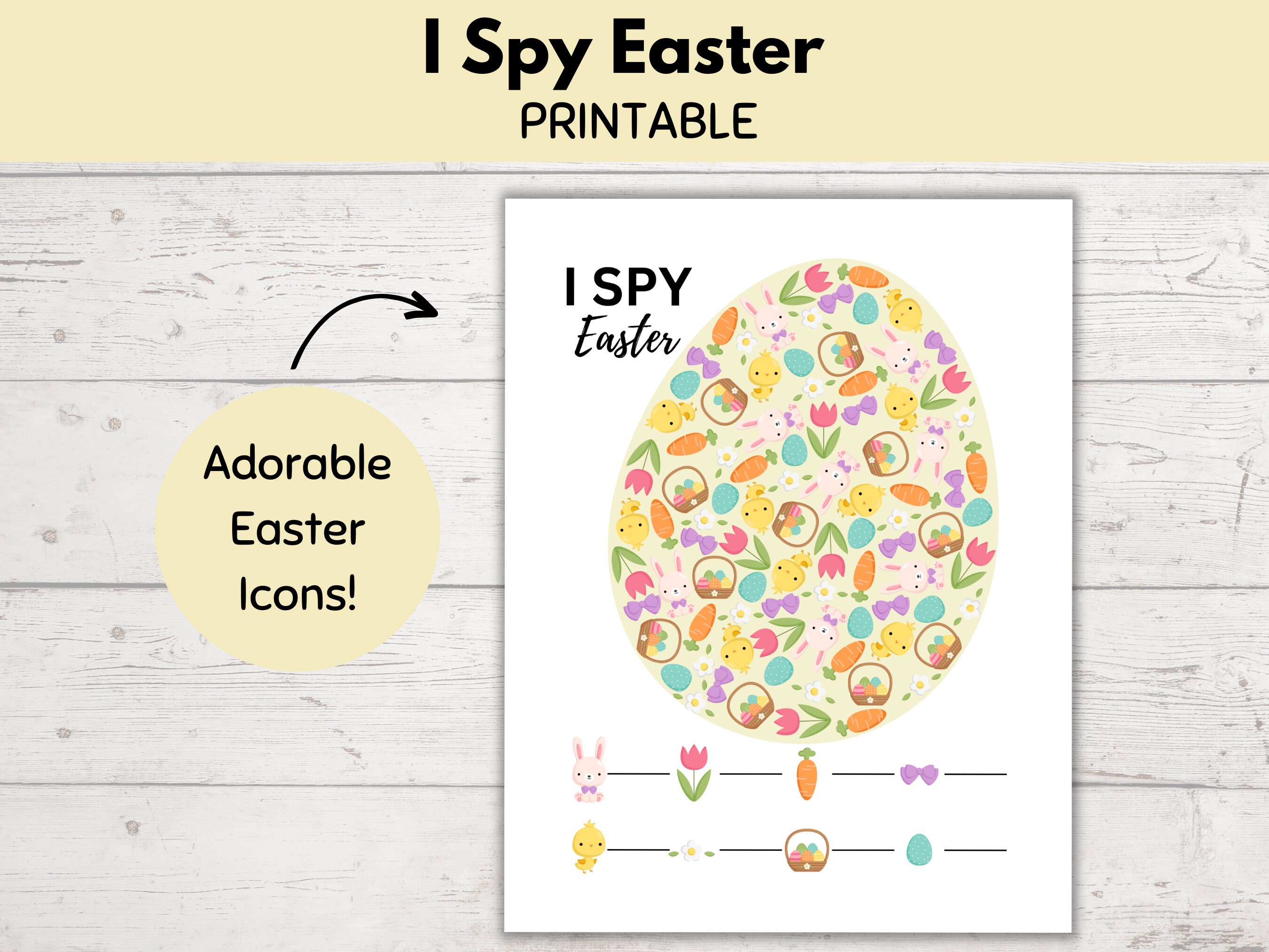 I Spy Easter Game Printable, Kids Easter Party Game, Easter Activity ...