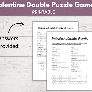 Valentine Double Puzzle Printable, Valentine's Day Riddle Games, Kids ...