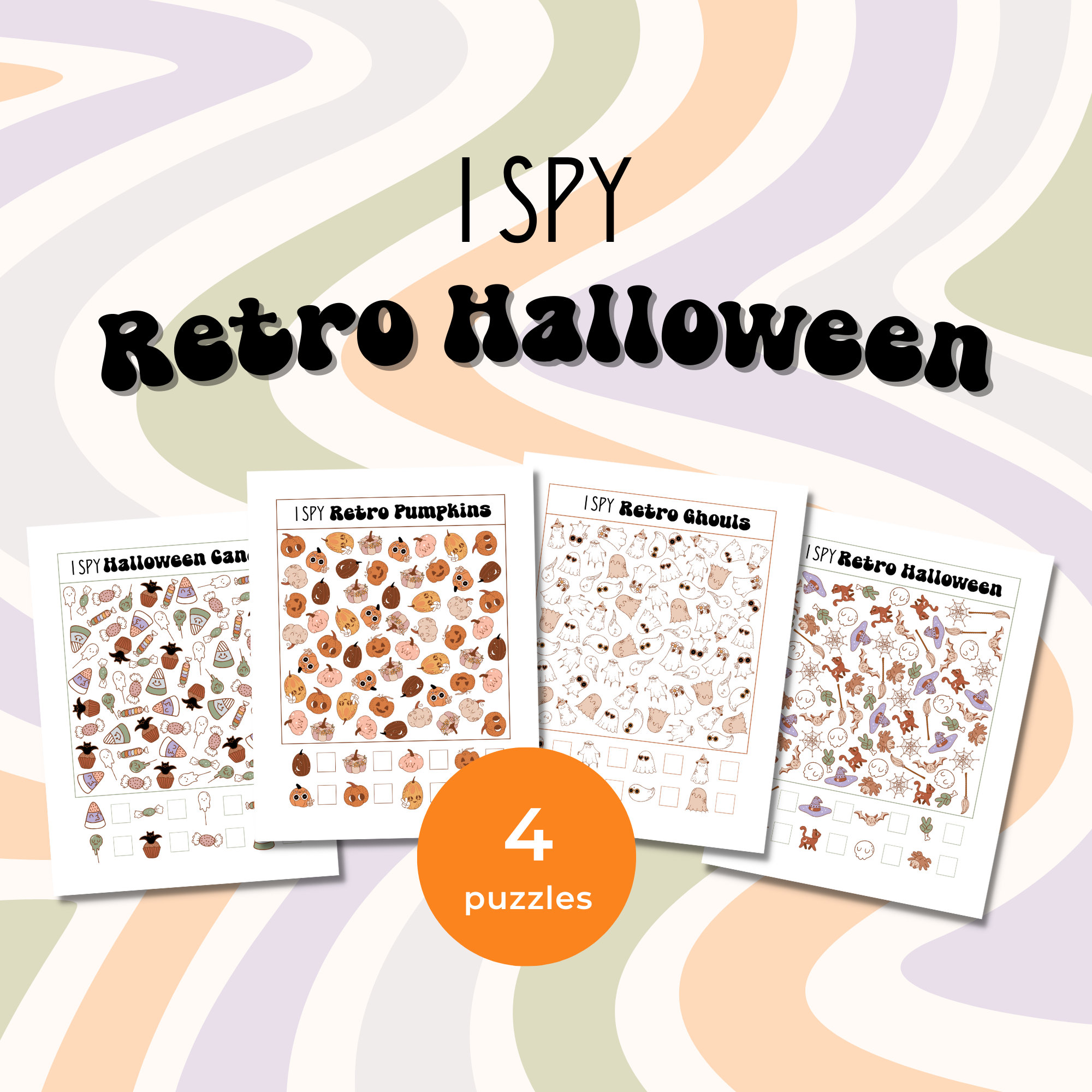 Halloween I Spy Worksheets, Retro Halloween I Spy and Count Printable ...