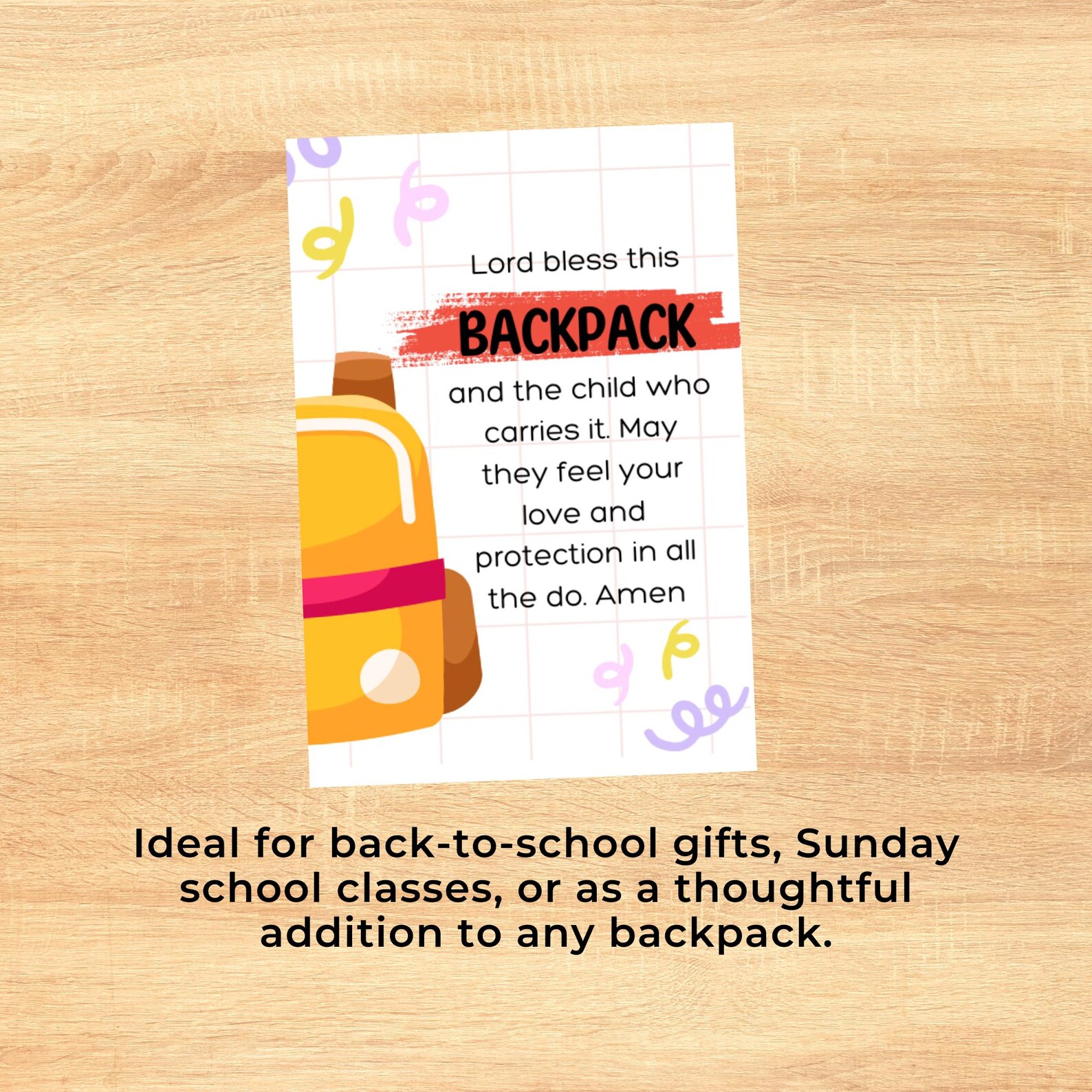Backpack Blessing Prayer Tag, First Day of School Prayer Tag, Children ...
