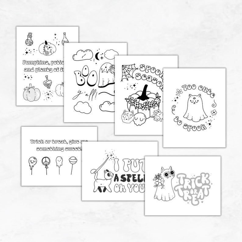 Retro Halloween Coloring Pages, Groovy Halloween Printable for Kids ...