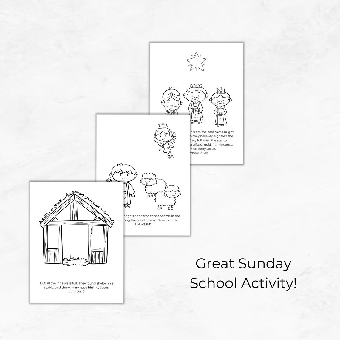 Nativity Scene Printable Coloring Pages, Printable Religious Advent ...
