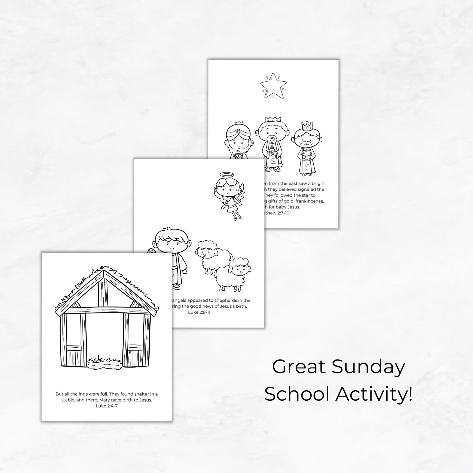 Nativity Scene Printable Coloring Pages, Printable Religious Advent ...