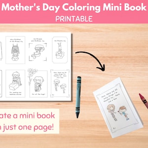 Mother's Day Printable Coloring Mini Book, Coloring Pages Craft, Kids ...
