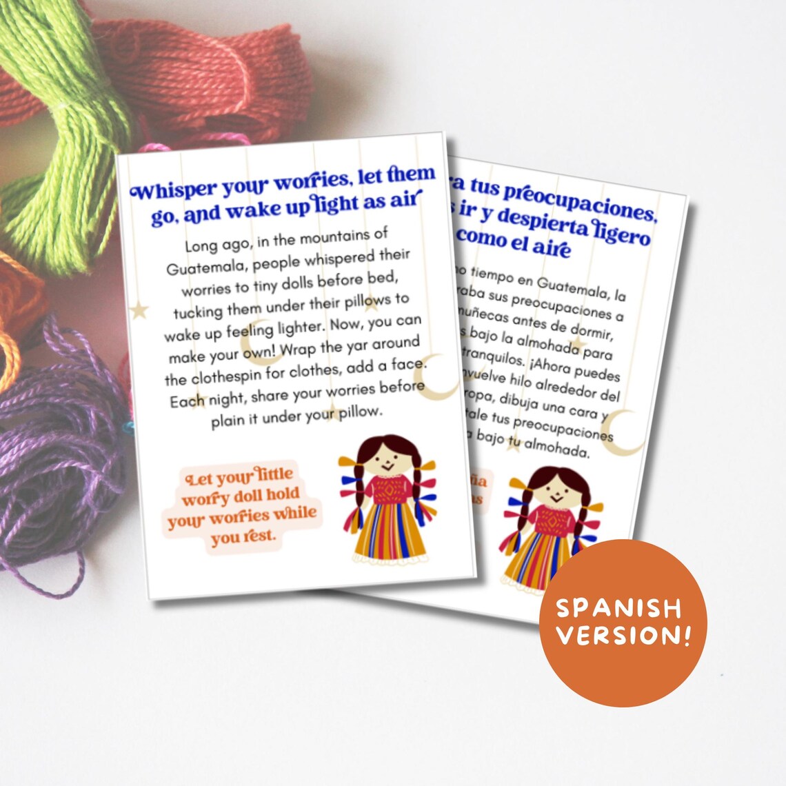 Worry Doll Printable Tags & Cards for Kids, Anxiety Relief Gift Ideas ...
