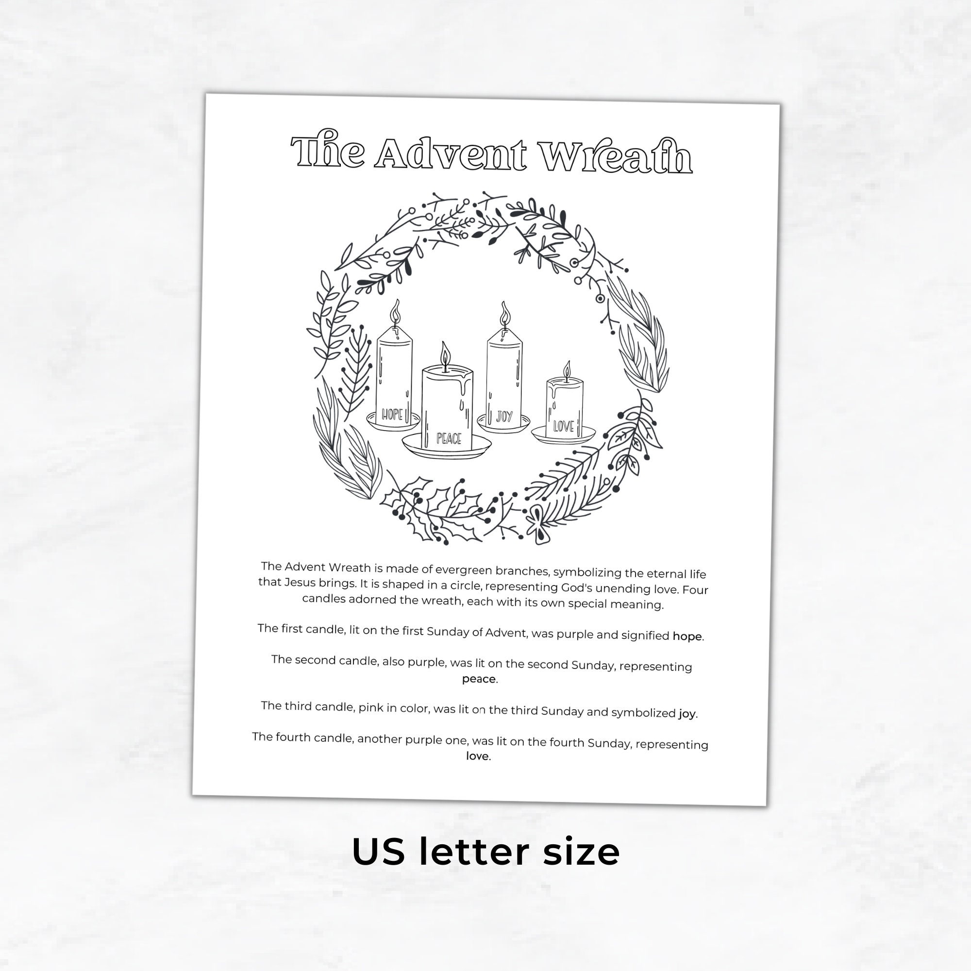 Advent Wreath Kids Printable, Holiday Advent Coloring Page for Kids ...