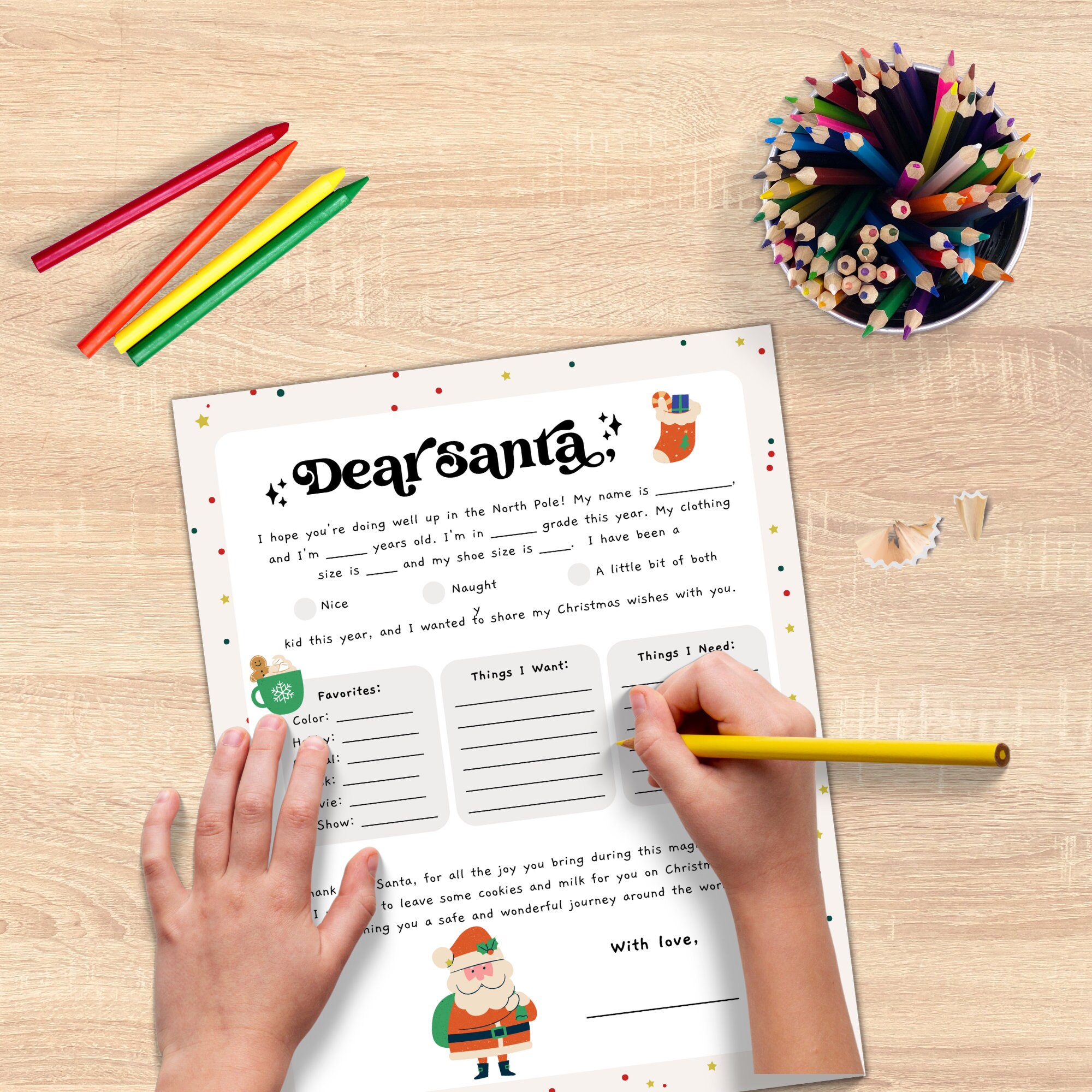 Letter to Santa Printable for Kids, Dear Santa Christmas Wishlist ...