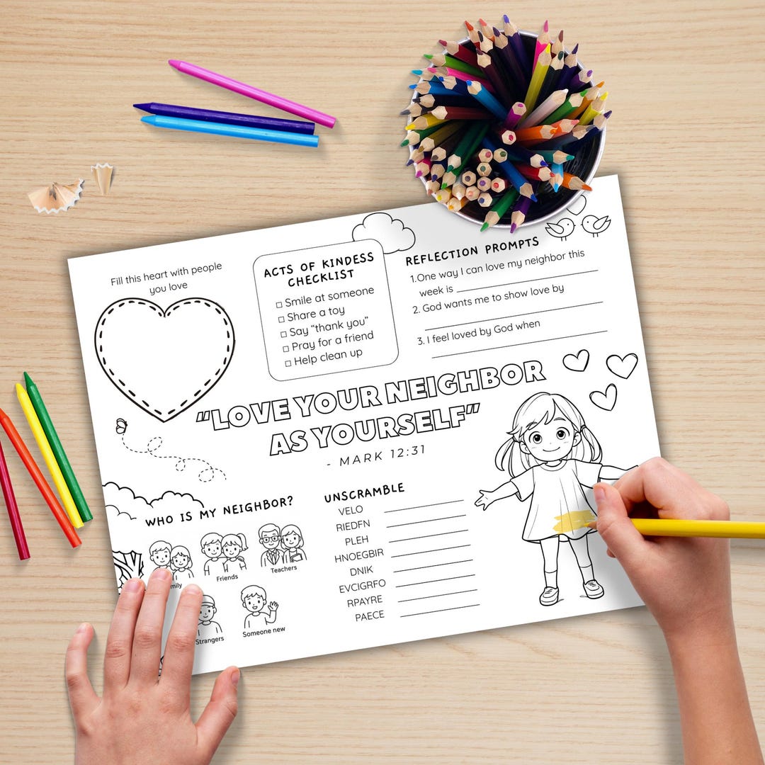 Love Your Neighbor Activity Sheet, Kids Bible Craft for Christian ...
