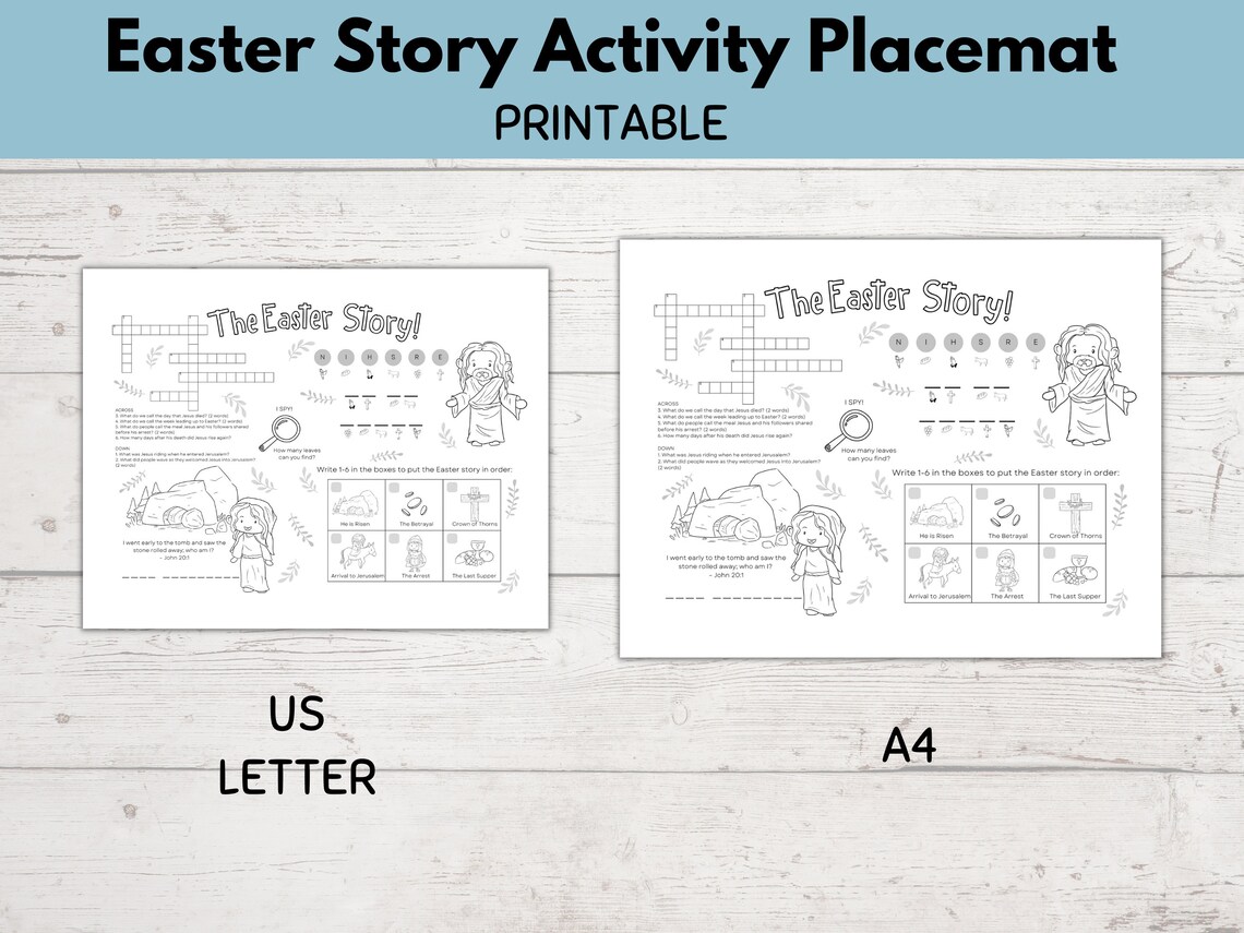 Easter Story Activity Placemat Printable, Brunch Placemat Coloring ...