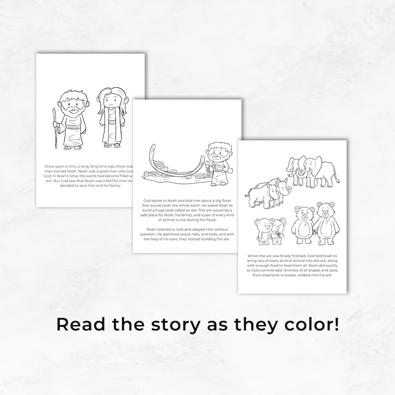 Kids Bible Verses Activity Pages, Noah's Ark Story, Religious Coloring ...