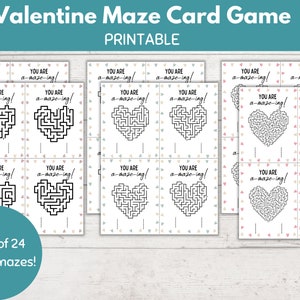 Valentine Maze Cards Printable, DIY Valentine Cards for Kids, School ...