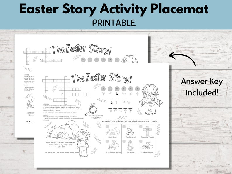 Easter Story Activity Placemat Printable, Brunch Placemat Coloring ...