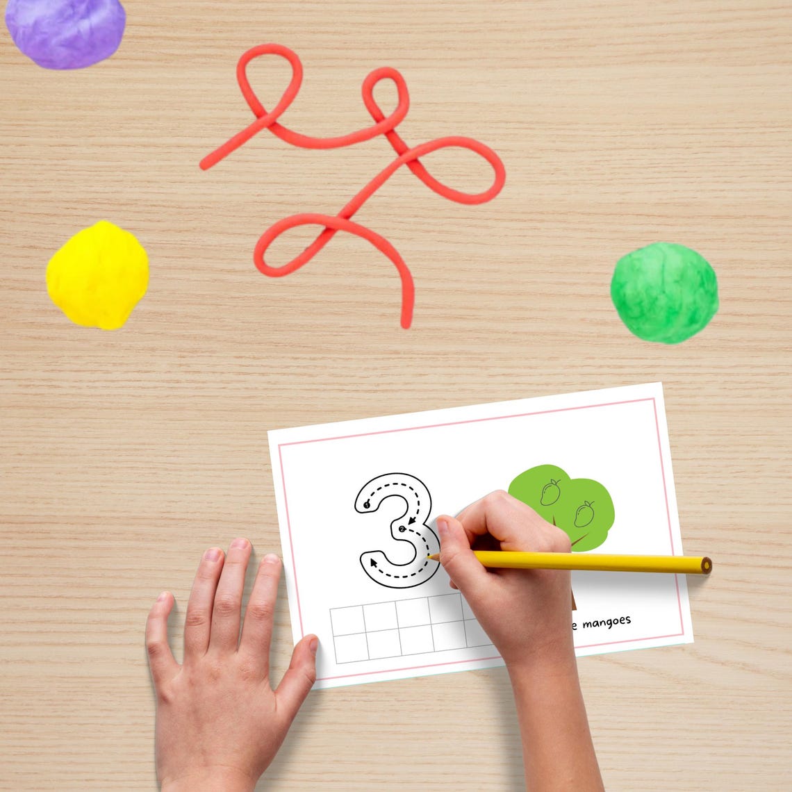 Number Playdough Mats, Toddler Play Doh Flashcards, Counting Paper ...