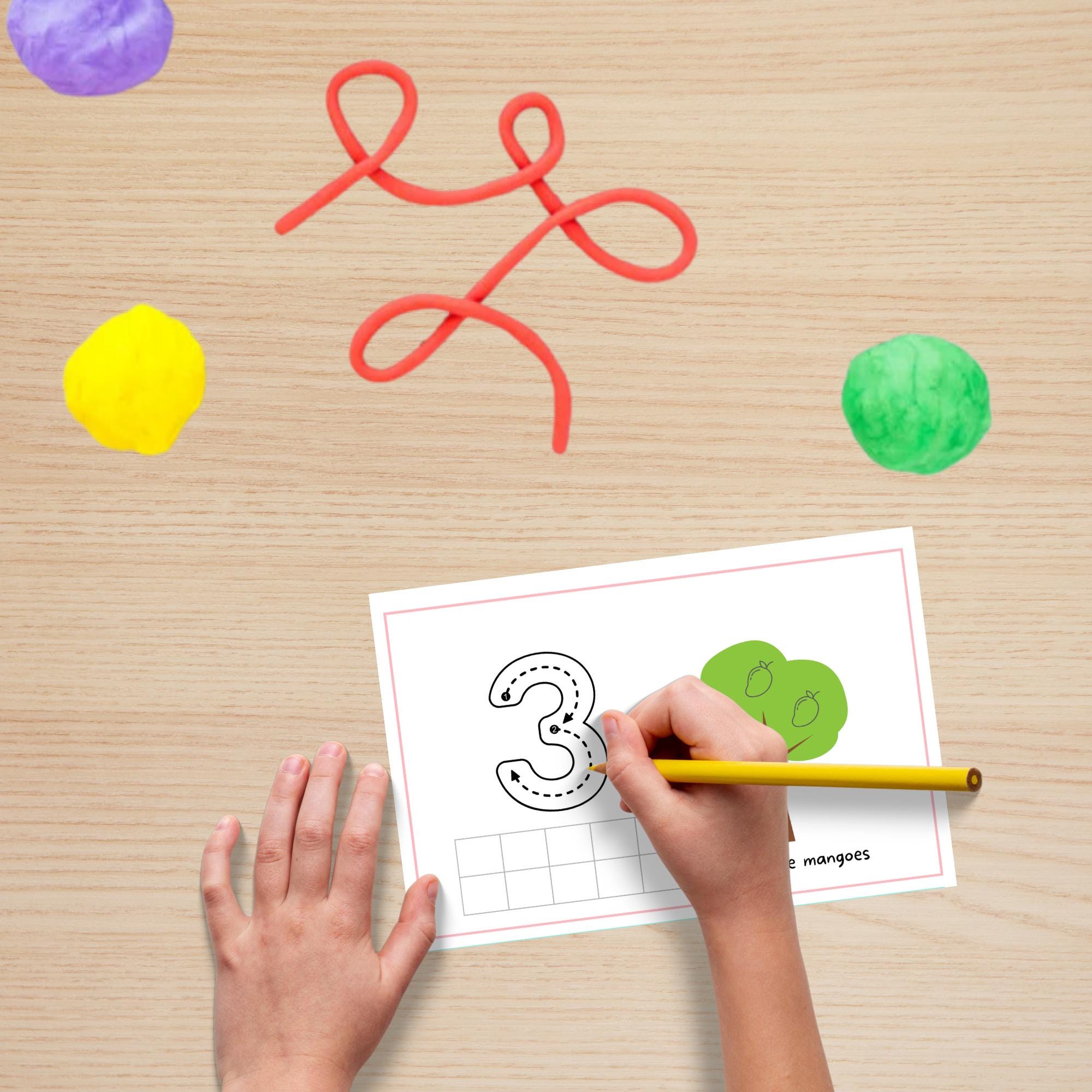 Number Playdough Mats, Toddler Play Doh Flashcards, Counting Paper ...