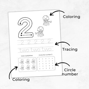 Number Tracing Worksheets, 1-10 Number Workbook for Kindergarten, 3 ...