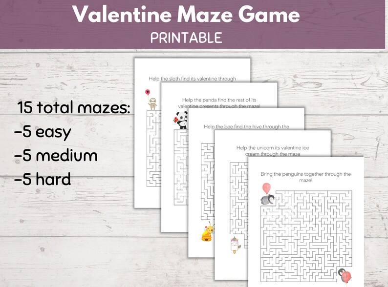 Valentine Maze Puzzle Printable, Printable Valentines Games, Kids ...