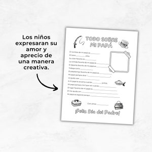 All About My Dad Printable in Spanish, Todo Sobre Mi Papa, Feliz Dia ...