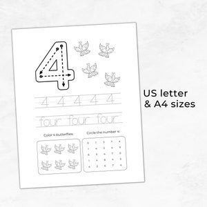 Number Tracing Worksheets, 1-10 Number Workbook for Kindergarten, 3 ...