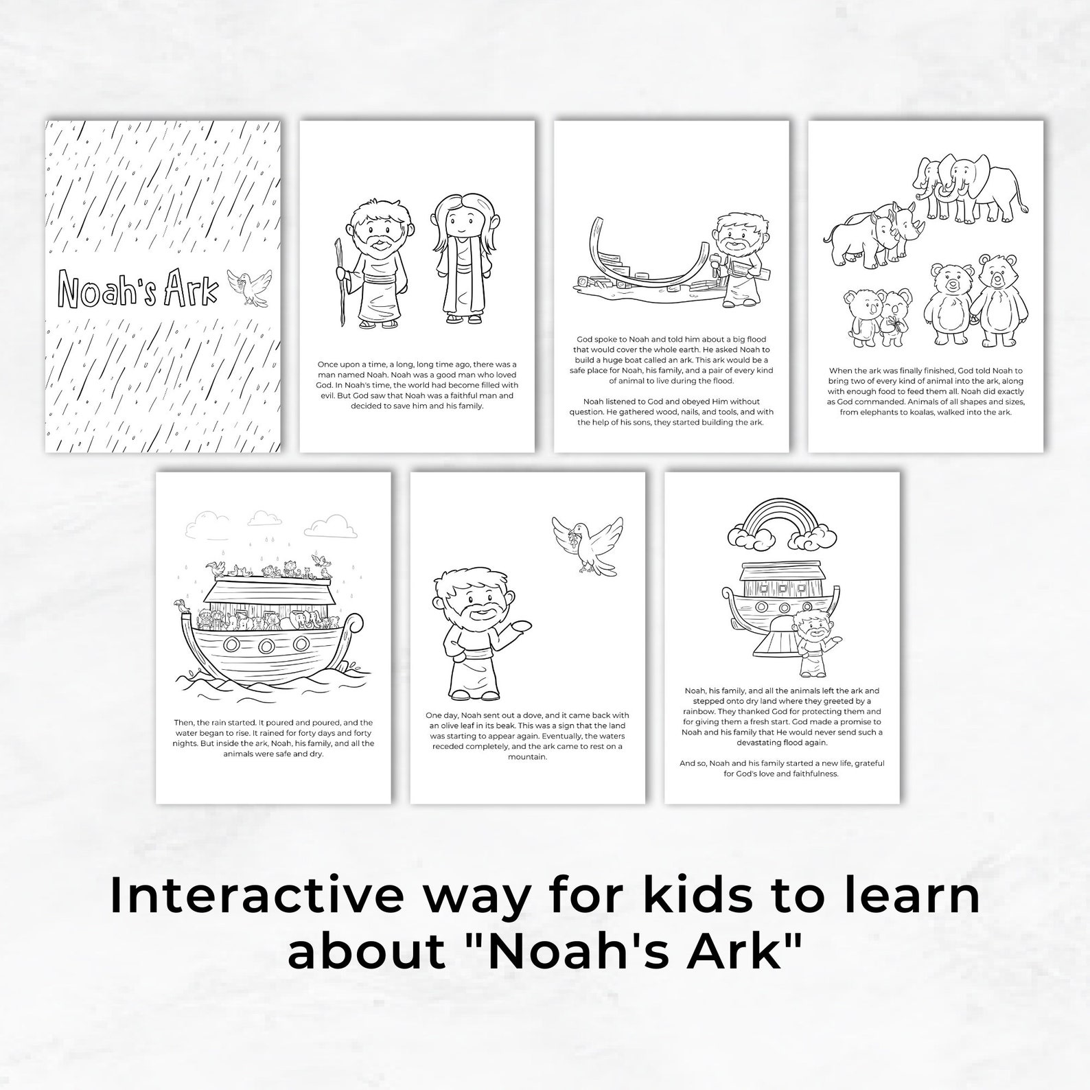 Kids Bible Verses Activity Pages, Noah's Ark Bible Story Bundle ...
