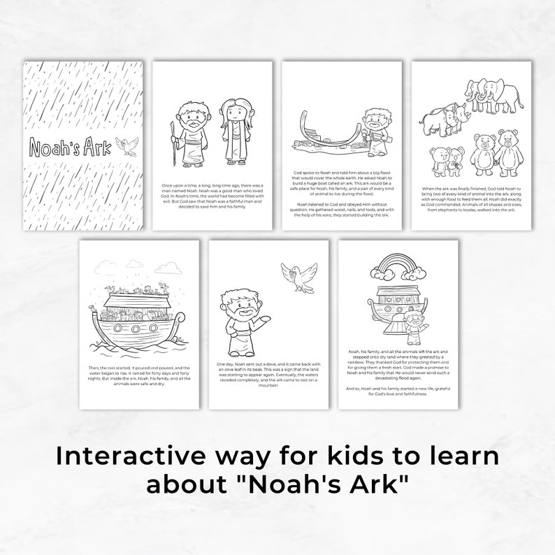 Kids Bible Verses Activity Pages, Noah's Ark Bible Story Bundle ...
