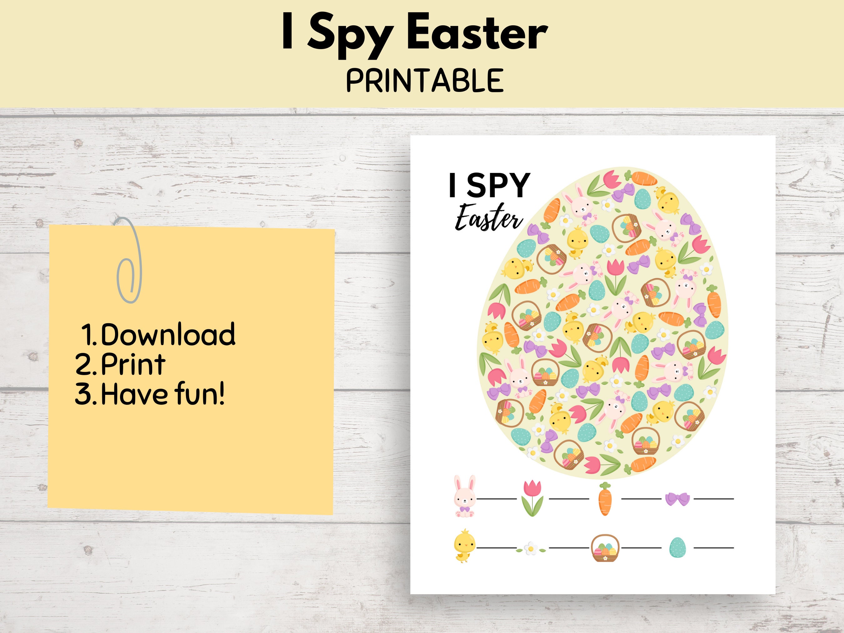 I Spy Easter Game Printable, Kids Easter Party Game, Easter Activity ...