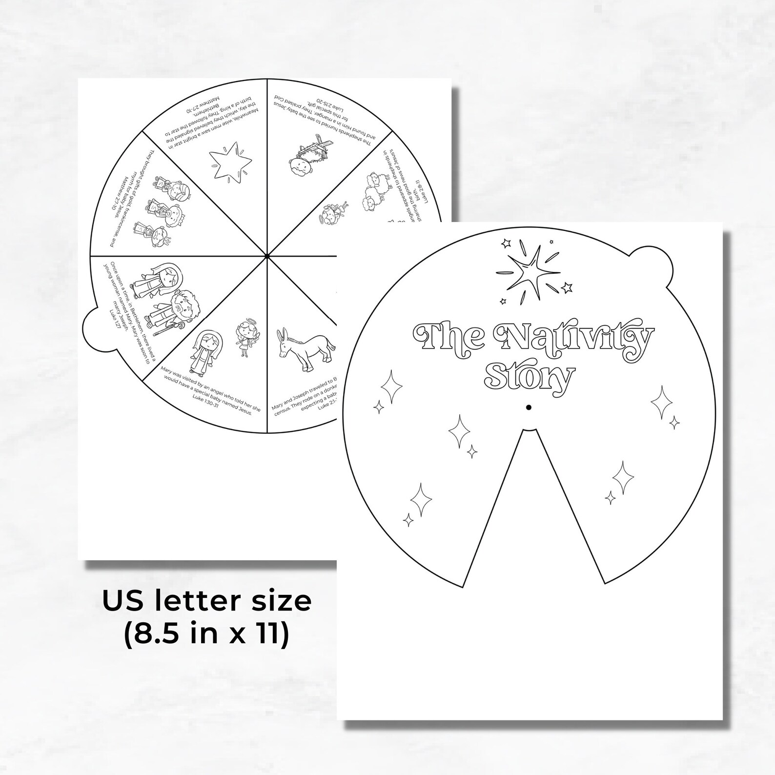 Printable Nativity Coloring Pages Spin Wheel, Printable Religious ...